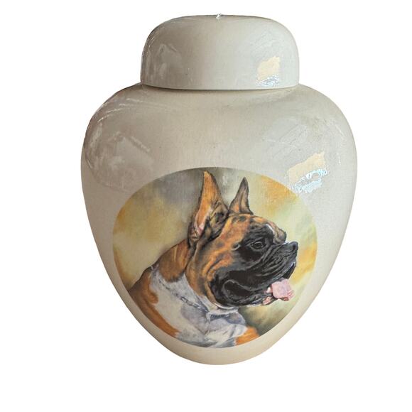 Handmade | Art | Ceramic Urn Ginger Jar With Boxer Dog Design On Front ...